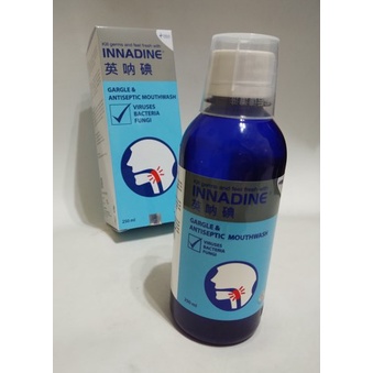 Jual Innadine Gargle & Antiseptic Mouthwash 250ml Virus Bakteri & Jamur Mulut | Shopee Indonesia