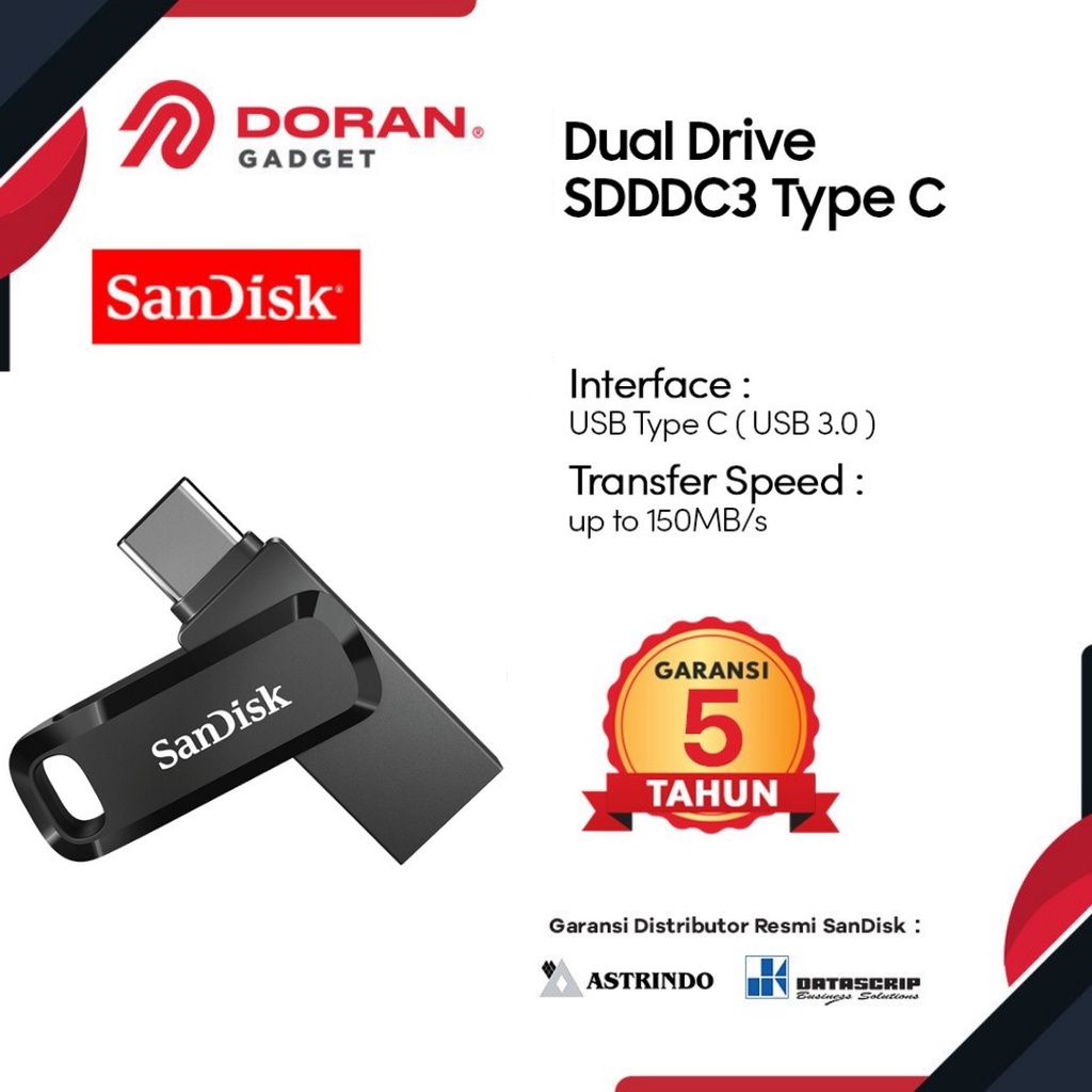 Jual Flashdisk OTG Sandisk SDDDC3 32GB Dual Drive go Type C - Original ...