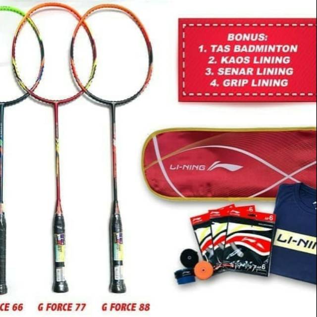 Jual ORIGINAL LI-NING G FORCE 66 77 88 RAKET BADMINTON | Shopee Indonesia