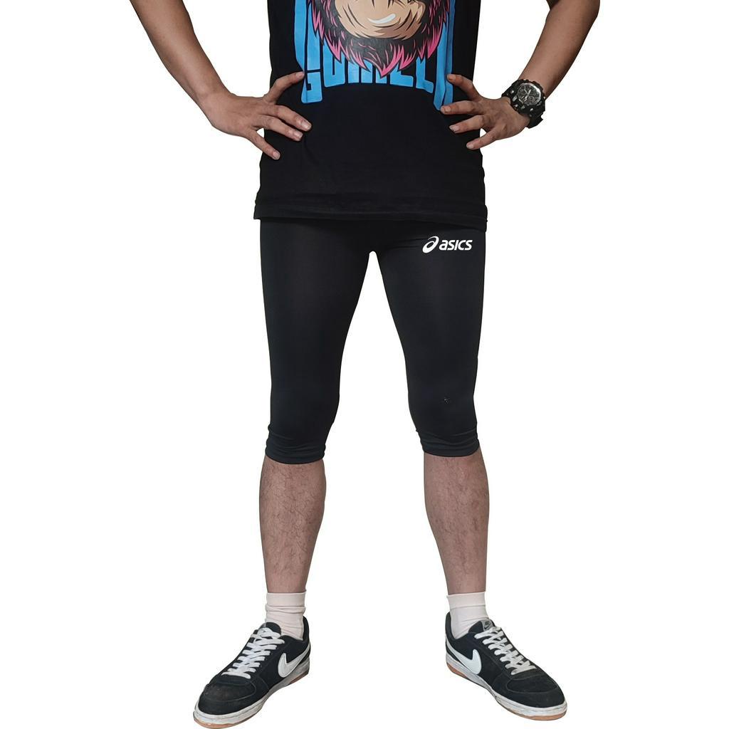 Jual legging pendek pria celana baselayer manset 3/4 unisex pria wanita ...