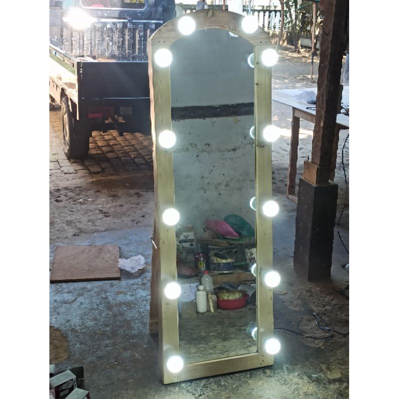 Jual vanity mirror kaca cermin berdiri dengan lampu stand miror ...