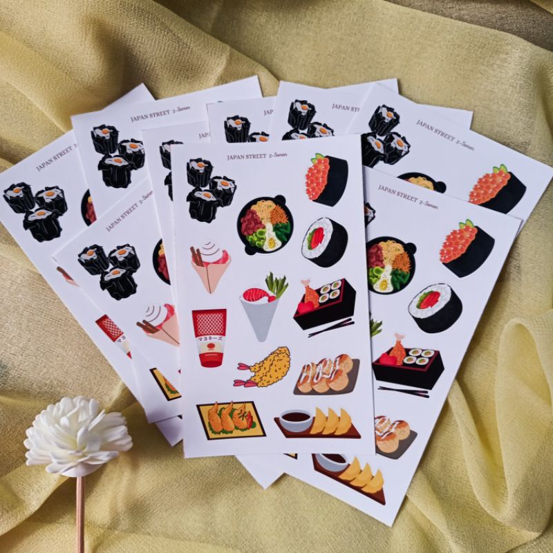 Jual Sticker Pack Japan Street Food Theme Aesthetic Material Doff Vinyl ...