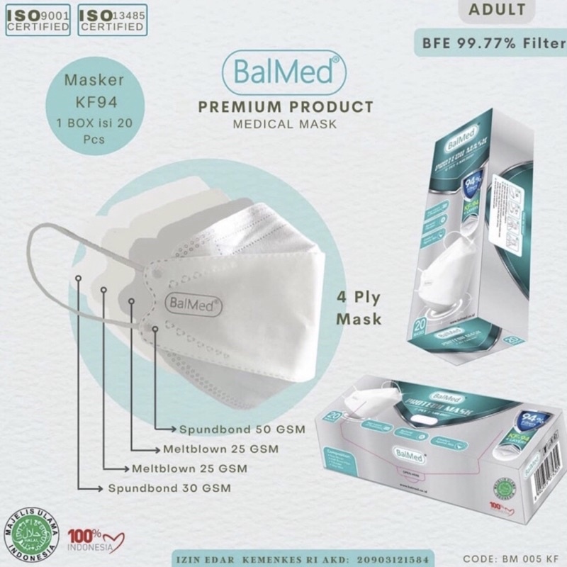 Jual MASKER KF95 EARLOOP BALMED 4PLY ISI 20 PCS. | Shopee Indonesia