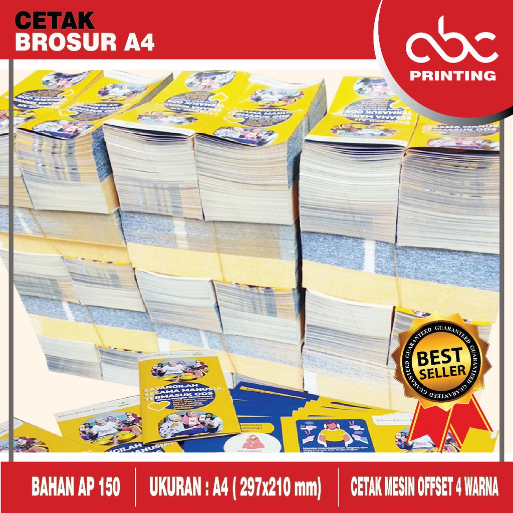 Jual Cetak Brosur Flyer A4 (21x29.7cm) Full Color 2 sisi 1 rim artpaper ...