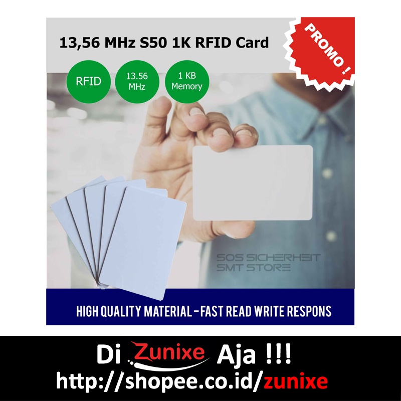 Jual Kartu RFID Card 13.56 MHz S50 1K / 13,56 MHz Smart Card | Shopee ...