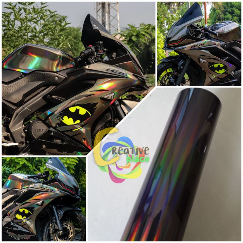 Jual Sticker Skotlet motor warna hitam hologram | Shopee Indonesia