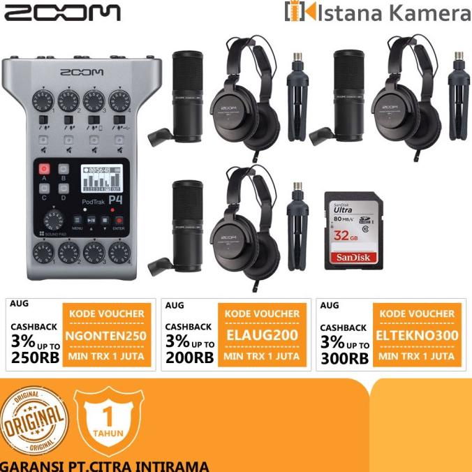 Jual Podcast Package Zoom Podtrak P4 + Microphone ZDM1 | Shopee Indonesia