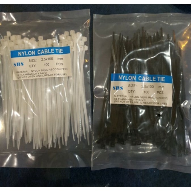 Jual Kabel ties CABLE TIES 2.5x100mm putih/hitam 1Pack isi 100PCS | Shopee Indonesia