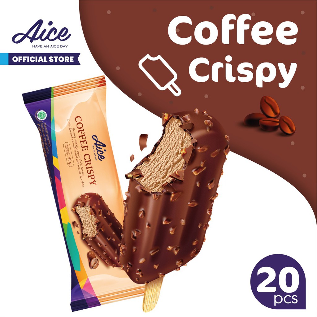Jual Paket Aice Ice Cream Coffee Crispy Es Krim (isi 20 pcs) Eskrim ...