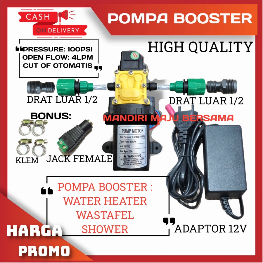 Jual PAKET POMPA DORONG WASTAFEL / WATER HEATER SHOWER POMPA DC 12V ...