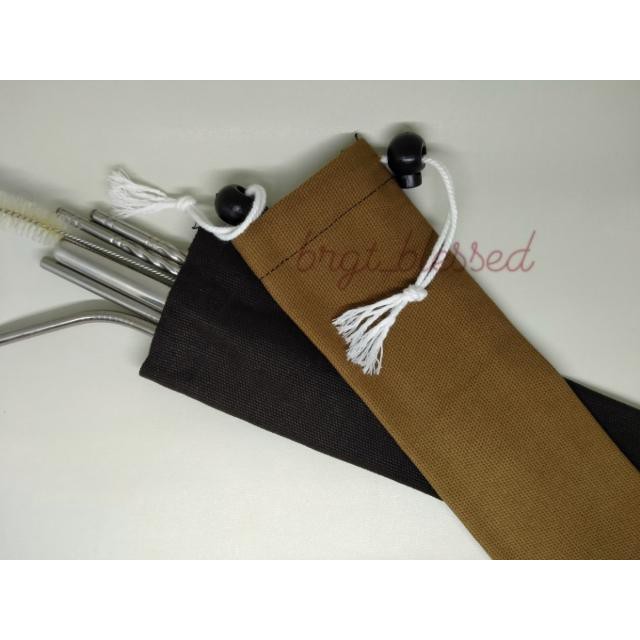 Jual Pouch straw stainless kanvas polos | Shopee Indonesia