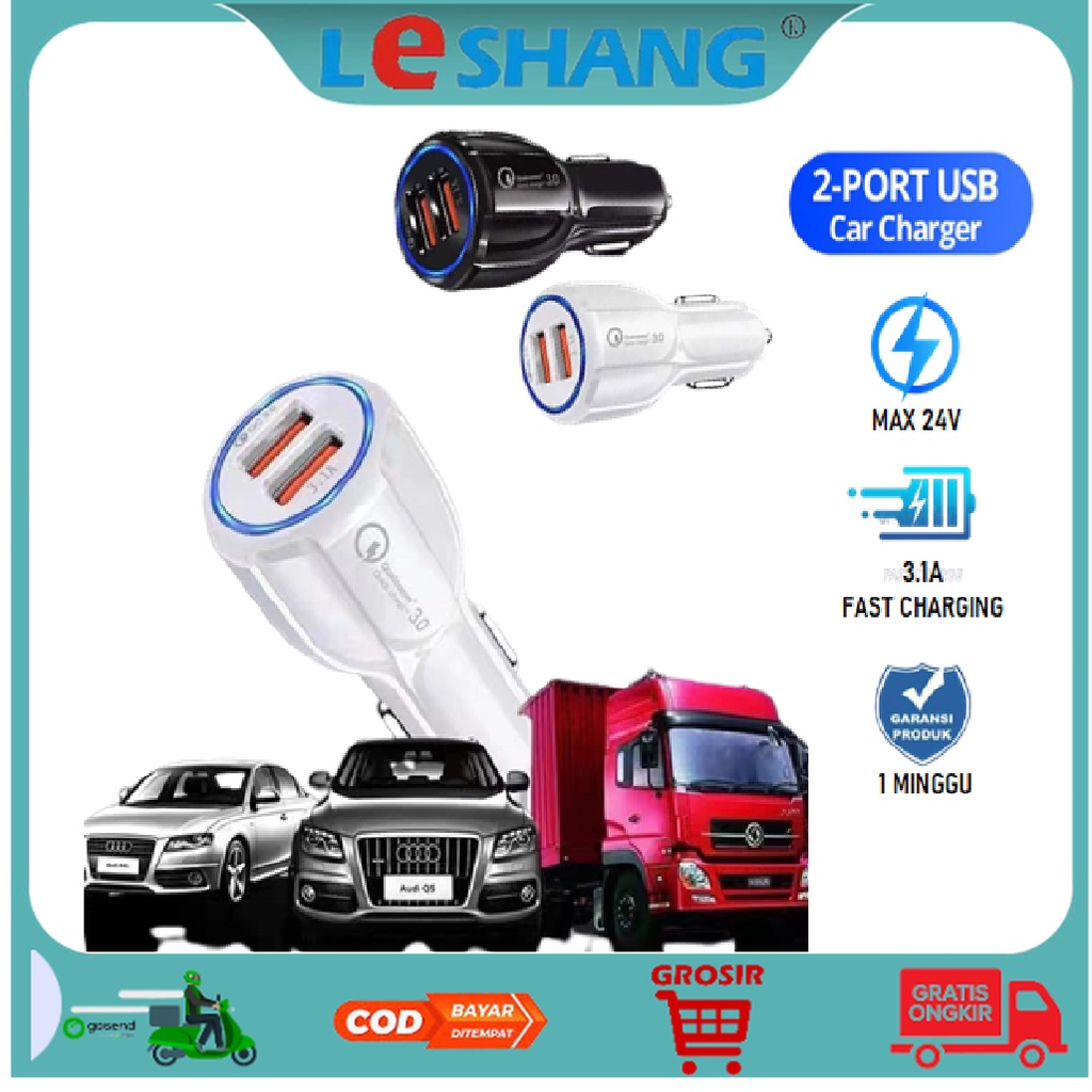 Jual LeSHANG Car Charger 2 Ports Adaptor Colokan Mobil Cocok untuk ...
