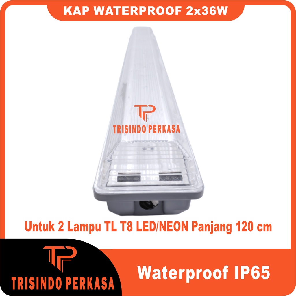 Jual Kap TL T8 LED 2x36 waterproof IP65 120cm rumah lampu Housing ...