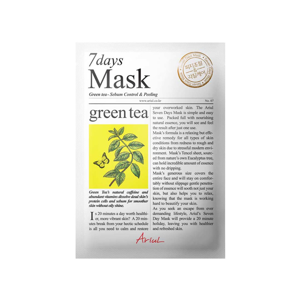 Jual Ariul 7Days Mask / Masker Wajah - Tea Tree Green Tea | Shopee ...