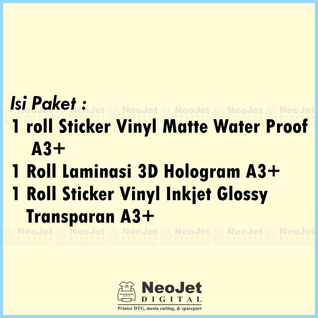Jual Paket Sticker Vinyl Water Proof Laminasi 3D Hologram Sticker Vinyl ...