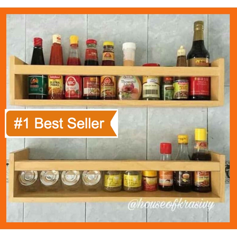 Jual Rak bumbu kayu / rak bumbu dapur / rak bumbu tempel / rak bumbu ...