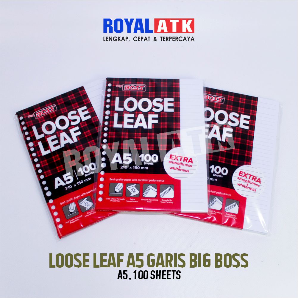 Jual 100 Lembar Loose Leaf Big Boss Garis A5 20 Holes | Shopee Indonesia