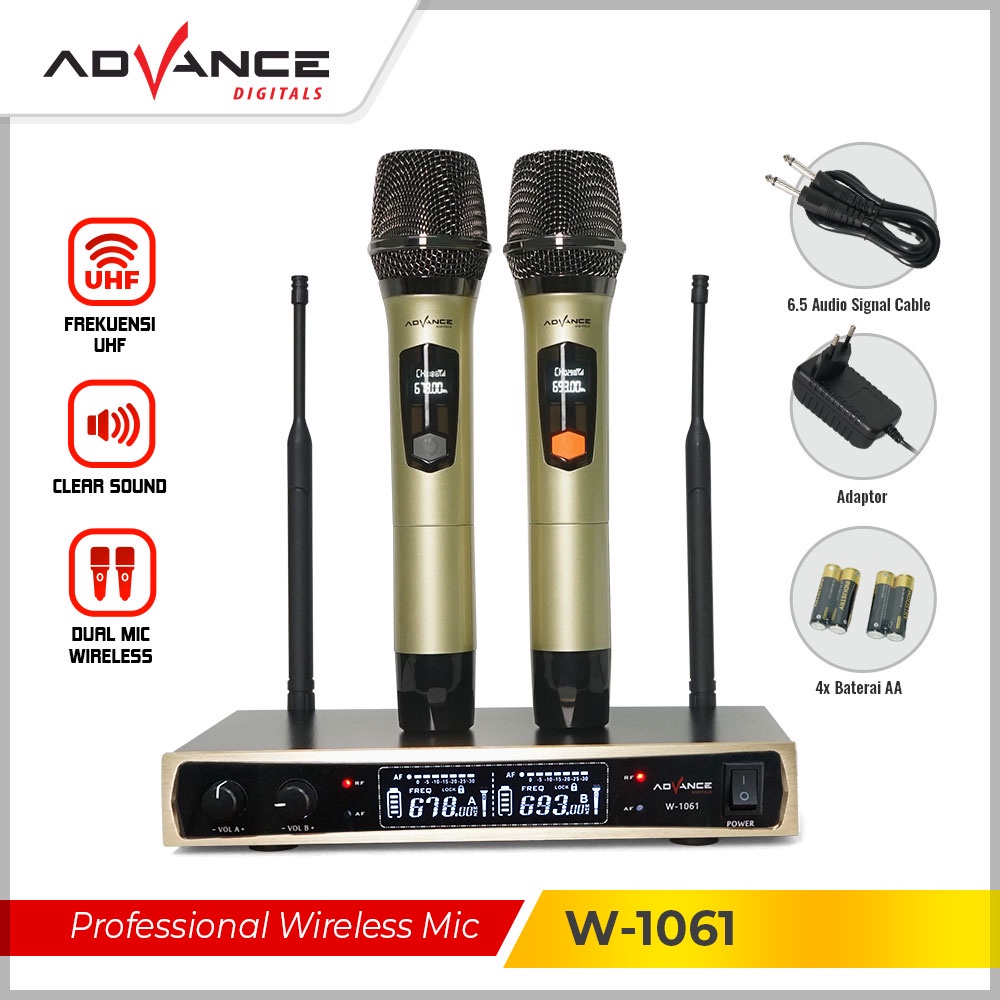 Jual Advance Digitals W1061 Dual Mic Wireless Profesional Microphone ...