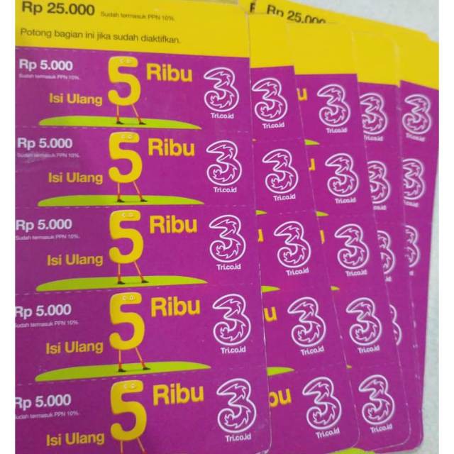 Jual voucher vocer three tri 3pulsa 5k 5000 lima ribu rupiah | Shopee ...