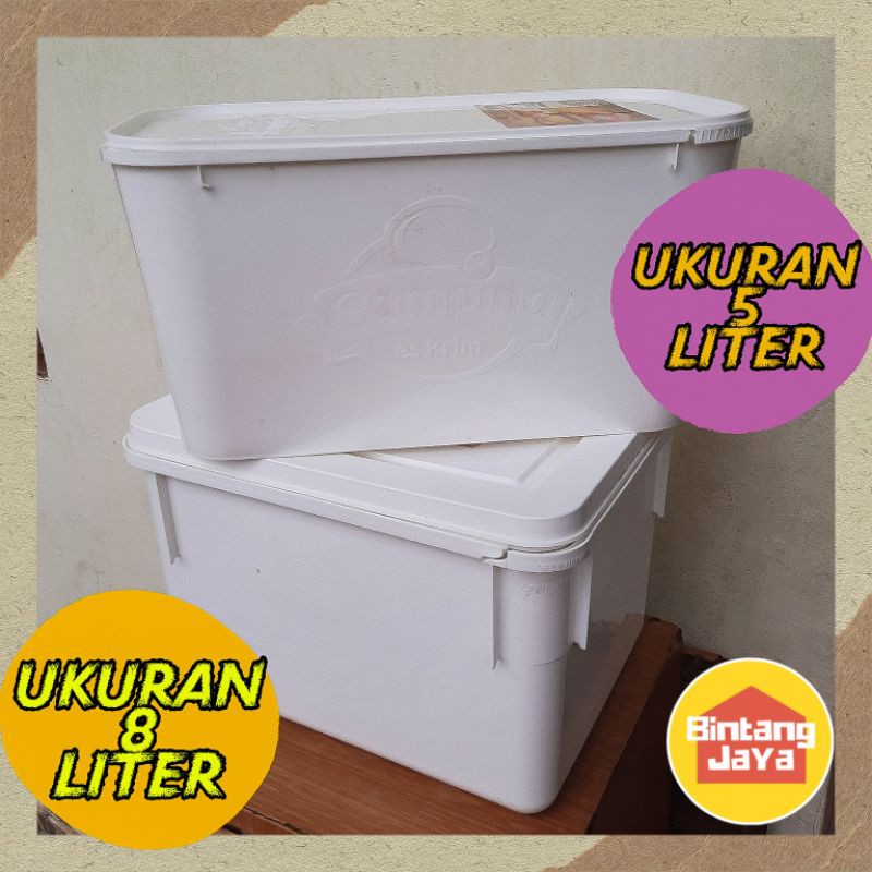 Jual ember/box bekas es krim bahan plastik 5 liter dicuci bersih ...