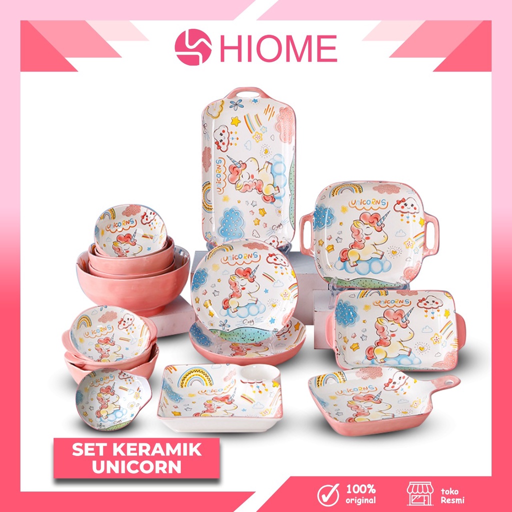 Jual HIOME Set Keramik Motif Unicorn Unik&Lucu / Piring Mangkok Plate ...