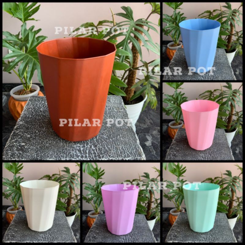 Jual Pot bunga tanaman tinggi HJP twister warna warni 18cm - HJP PT318 ...