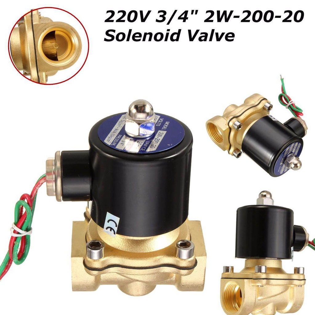 Jual Electrik Selenoid Valve Air 220 V 3/4 Inch Solenoid Kuningan 2W-200-20 Electric Solenoit ...