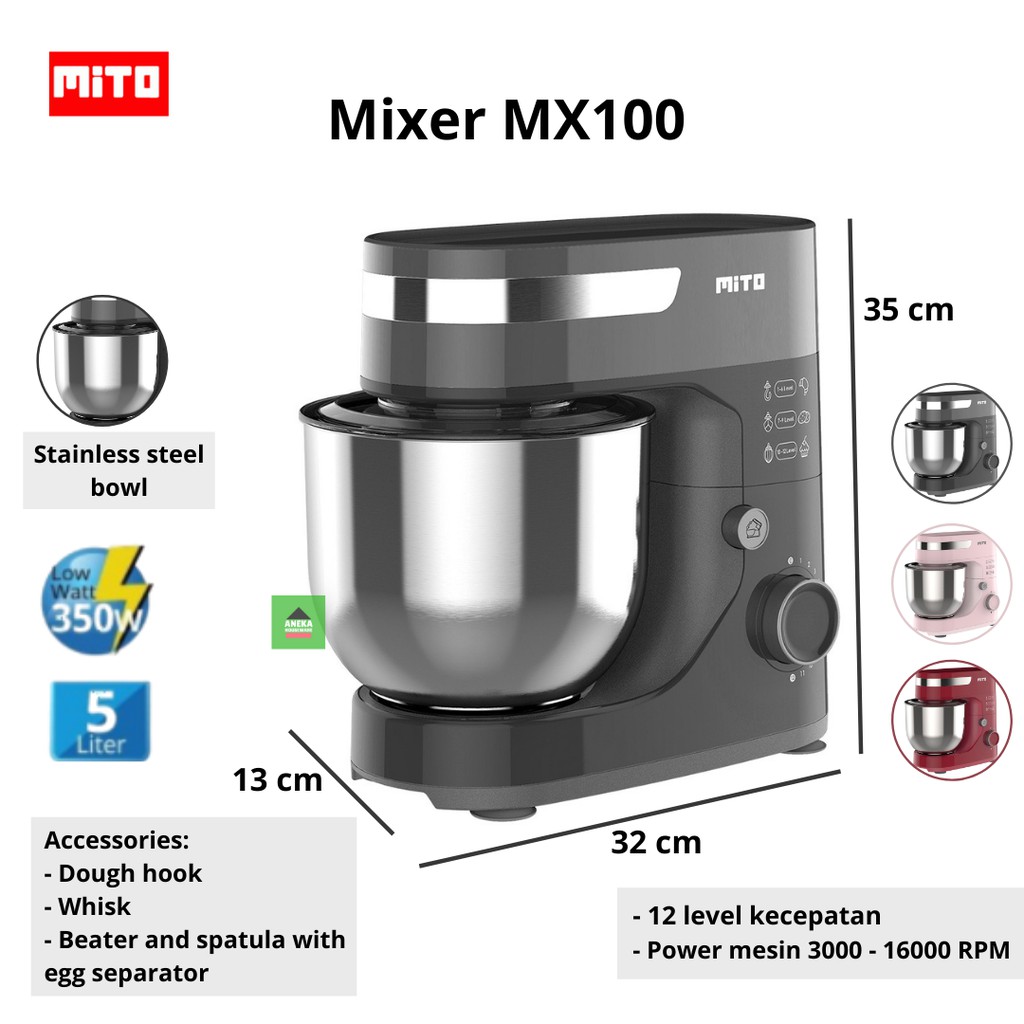 Jual Mixer MX100 Standing Stand Com MX100 Kapasitas Jumbo 5 Liter Mito ...