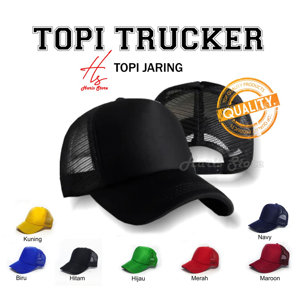 Jual Topi Jaring Trucker/ Topi Trucker cowok- cewek / Topi Jaring Polos ...