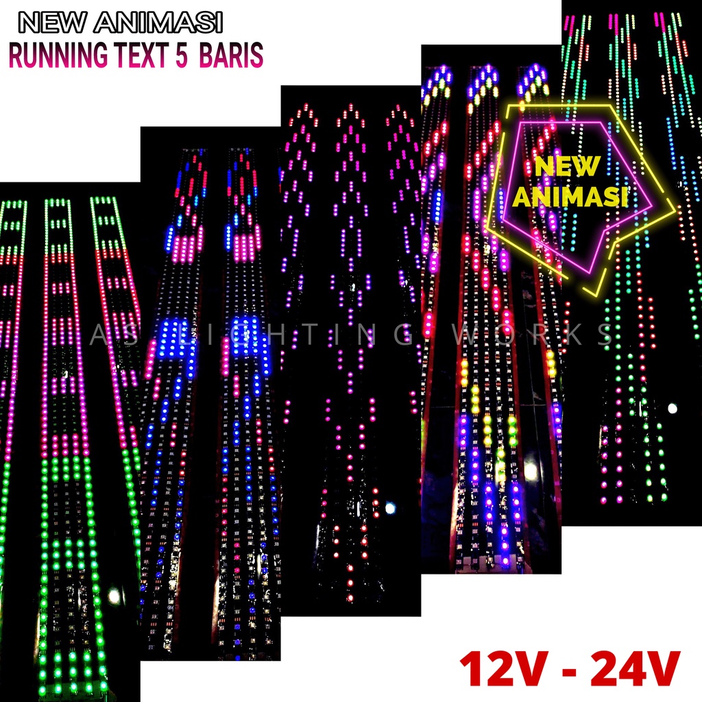 Jual Lampu Strobo Kaca Running Text Wifi 5 Baris NEW ANIMASI 45 Mode ...