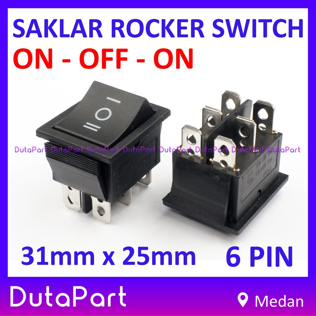 Jual Saklar Power Rocker Switch ON OFF ON 35mm x 21mm 6 PIN Kaki ...