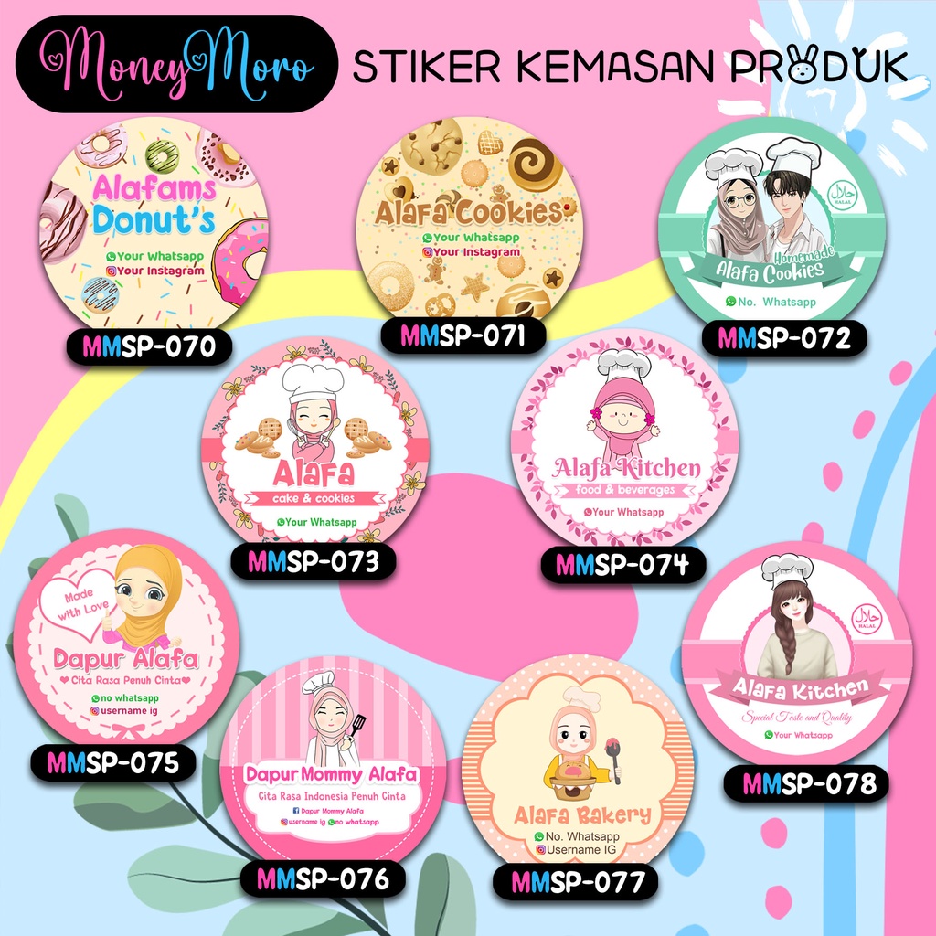 Jual MoneyMoro Stiker Cookies Stiker Donut / Label Merk Makanan ...
