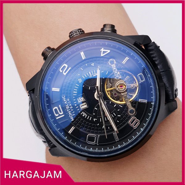 Jual BARU Jam Pria Automatic Montblanc M1254 Leather Black (hargajam harga jam matic otomatis ...