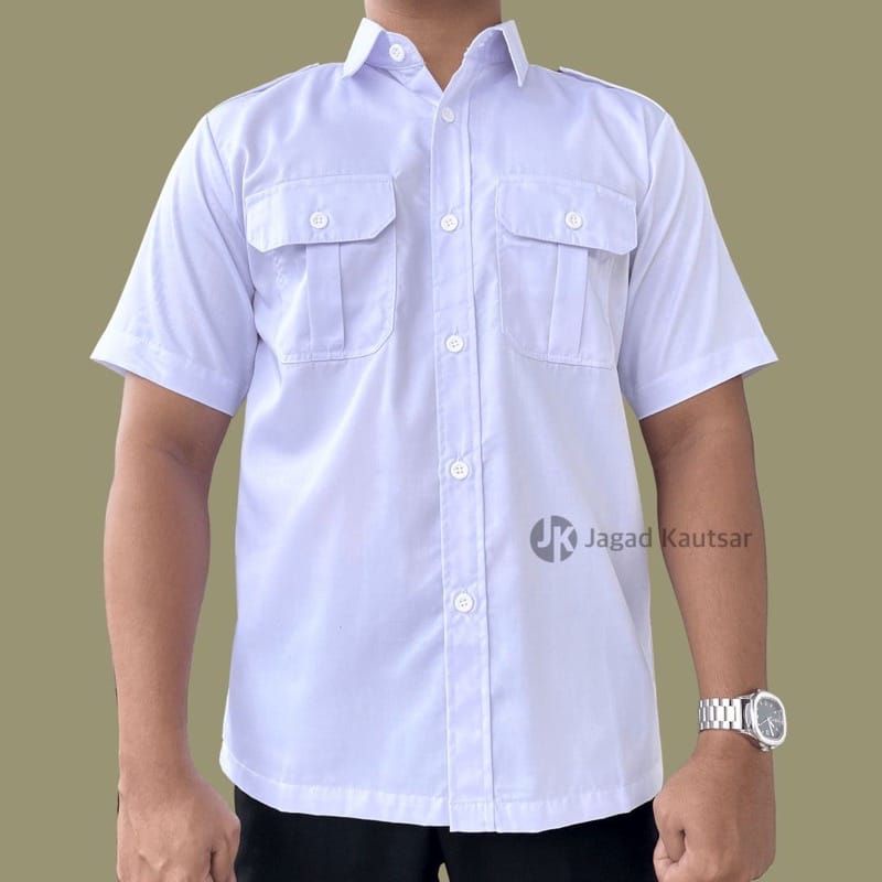 Jual BAJU PDH PUTIH PRIA LENGAN PENDEK / SERAGAM DINAS PNS PEMDA PUTIH ...