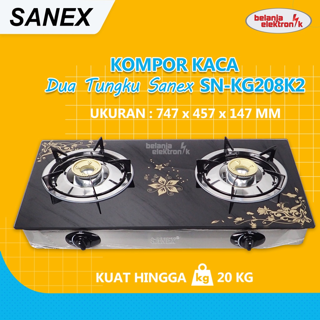 Jual KOMPOR GAS 2 TUNGKU KACA SANEX SN-KG208K2 | Shopee Indonesia
