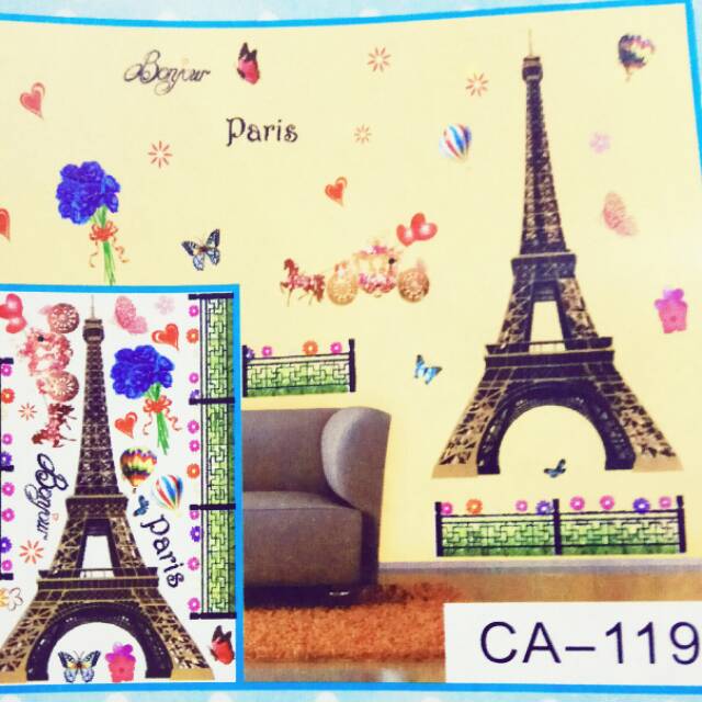 Jual WALL STICKER 5D PARIS EIFFEL - STICKER DINDING EIFFEL - STICKER ...