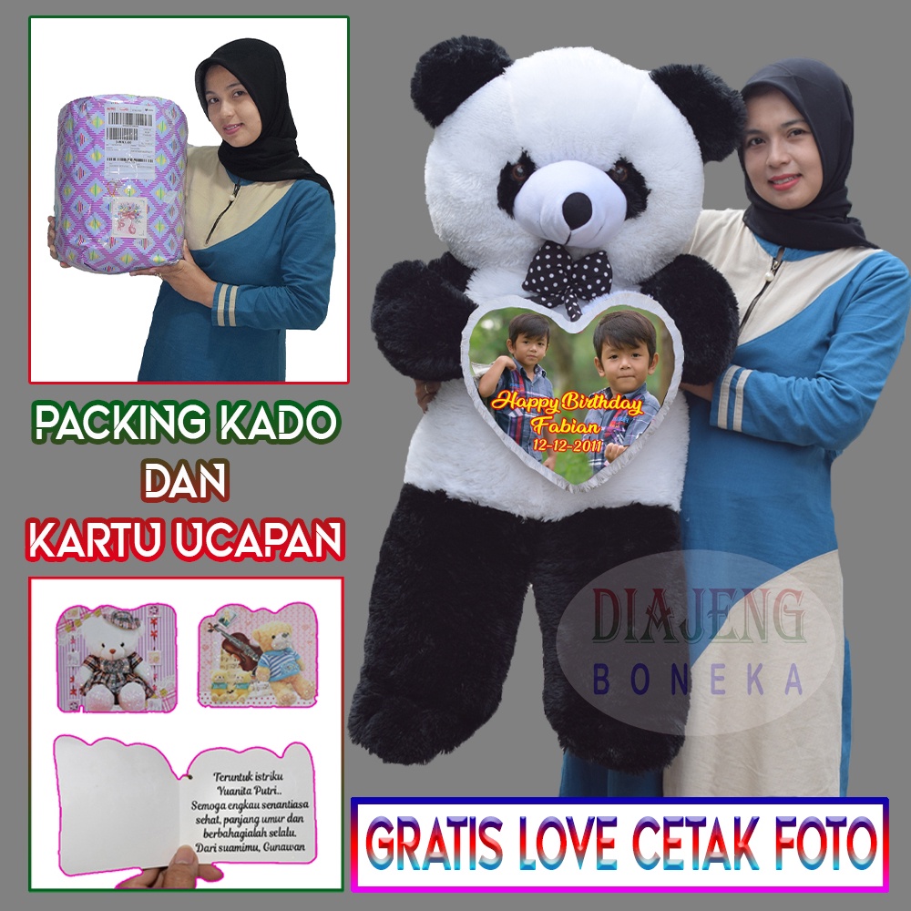 Jual BONEKA PANDA 1 METER CETAK FOTO (Packing Kado & Kartu Ucapan) | Shopee Indonesia