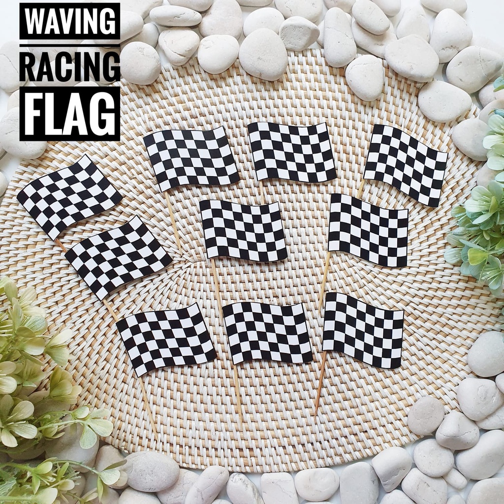 Jual Racing Flag Car Racer Bendera Mobil Balap Birthday Cake Topper ...
