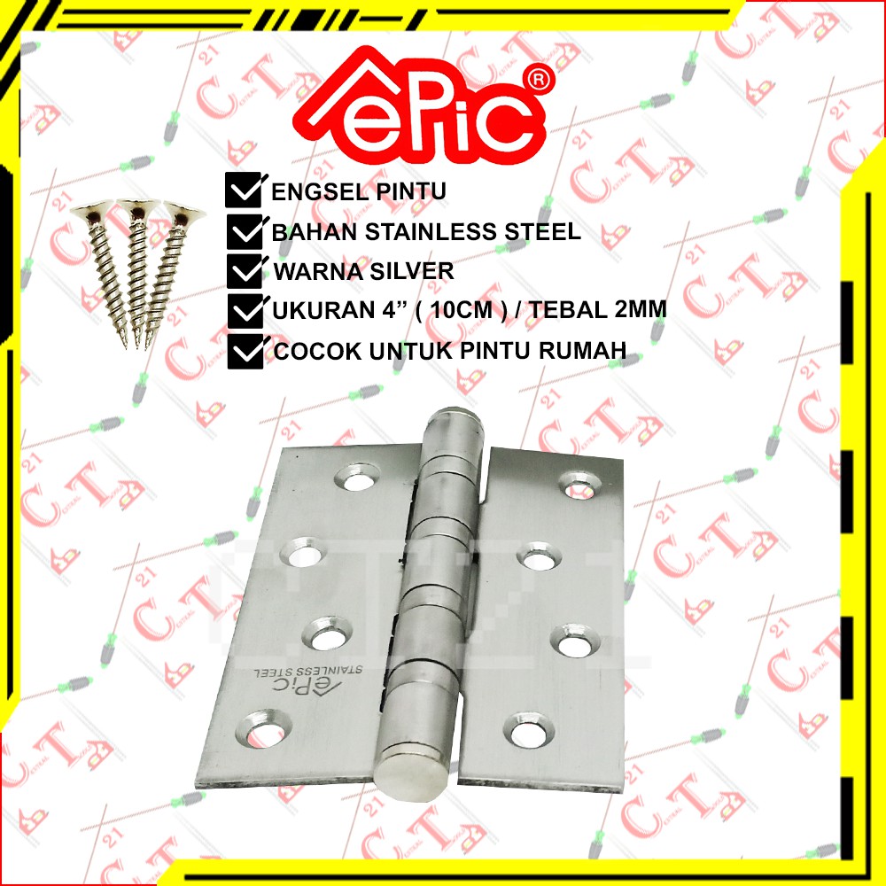 Jual Engsel Pintu 4 Inch Epic - Engsel Stainless - Engsel Tebal ...