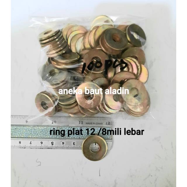 Jual Ring plat 12 /m8x2.3 tebal 2.2mm isi 100pcs | Shopee Indonesia