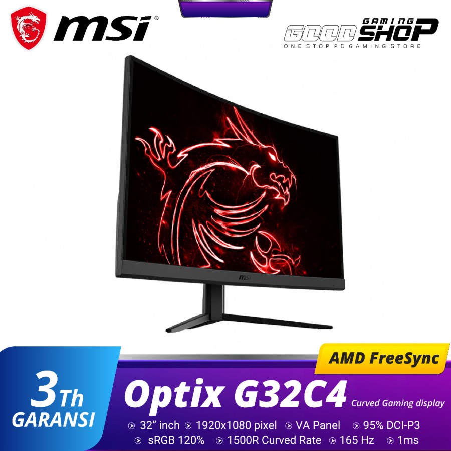 Jual MSI OPTIX G32C4 MONITOR 32" Full HD 1080p, 165Hz, 1ms, VA | Shopee ...