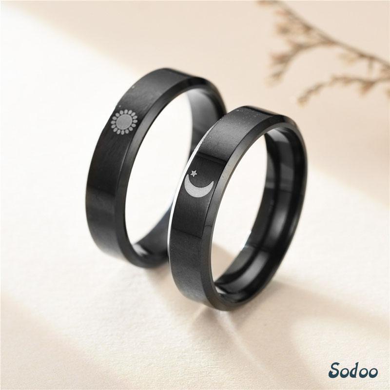 Jual Cincin Titanium Matahari Dan Bulan Cincin Couple Unisex Hitam Anti ...