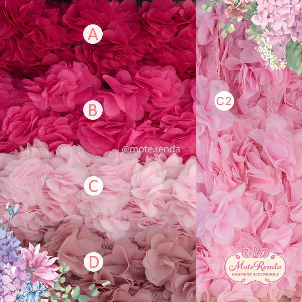 Jual Renda bunga frill, lebar 5cm (harga per bunga) kode 5AMN50 ...