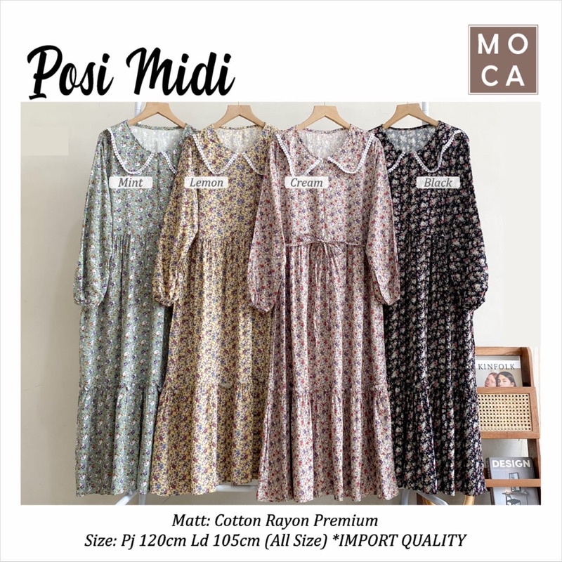 Jual Posi Midi dresa by MOCA //midi//dress//busui//moca//rayon | Shopee ...