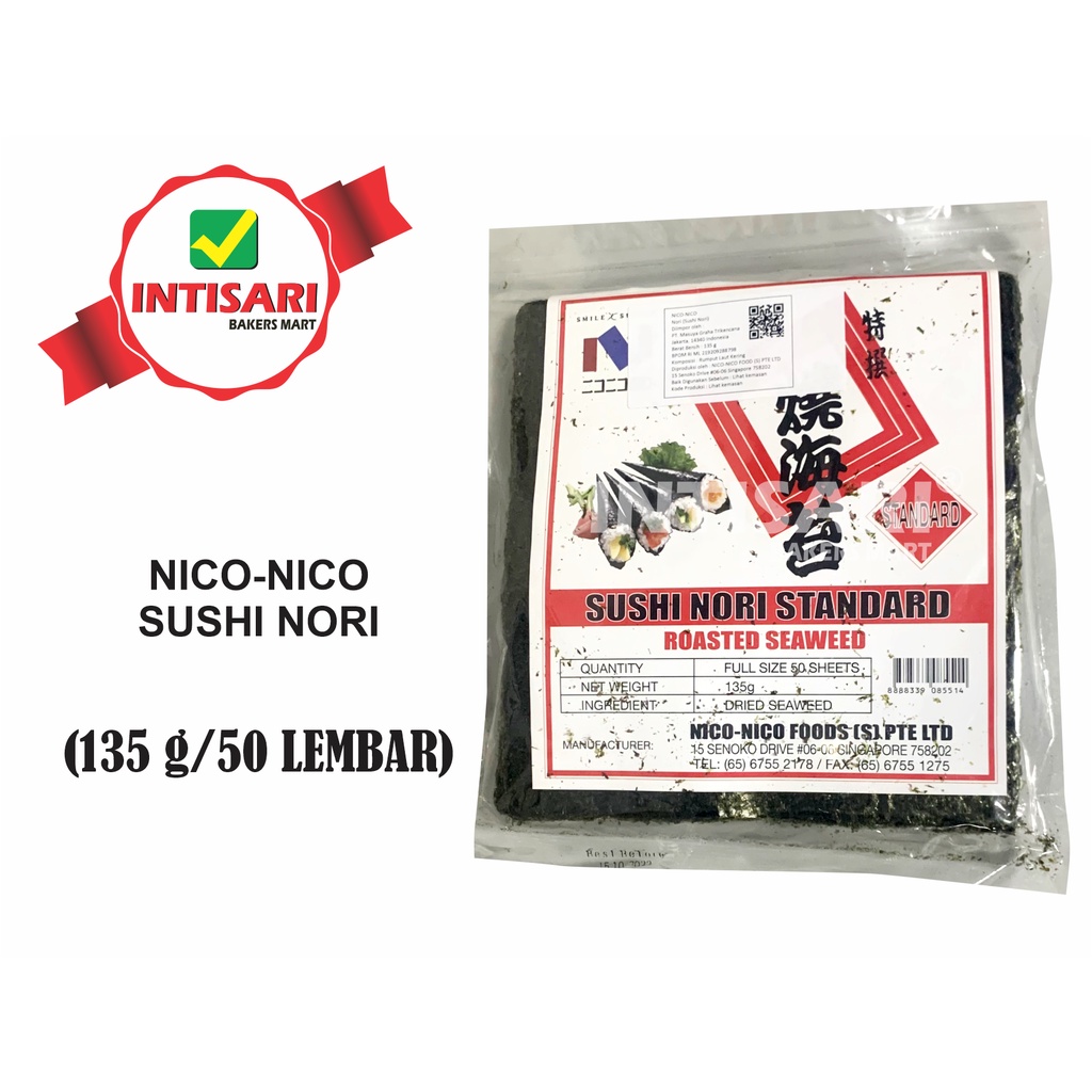 Jual NICO-NICO SUSHI NORI ROASTED SEAWEED 135 G (ISI 50 LEMBAR) | Shopee Indonesia