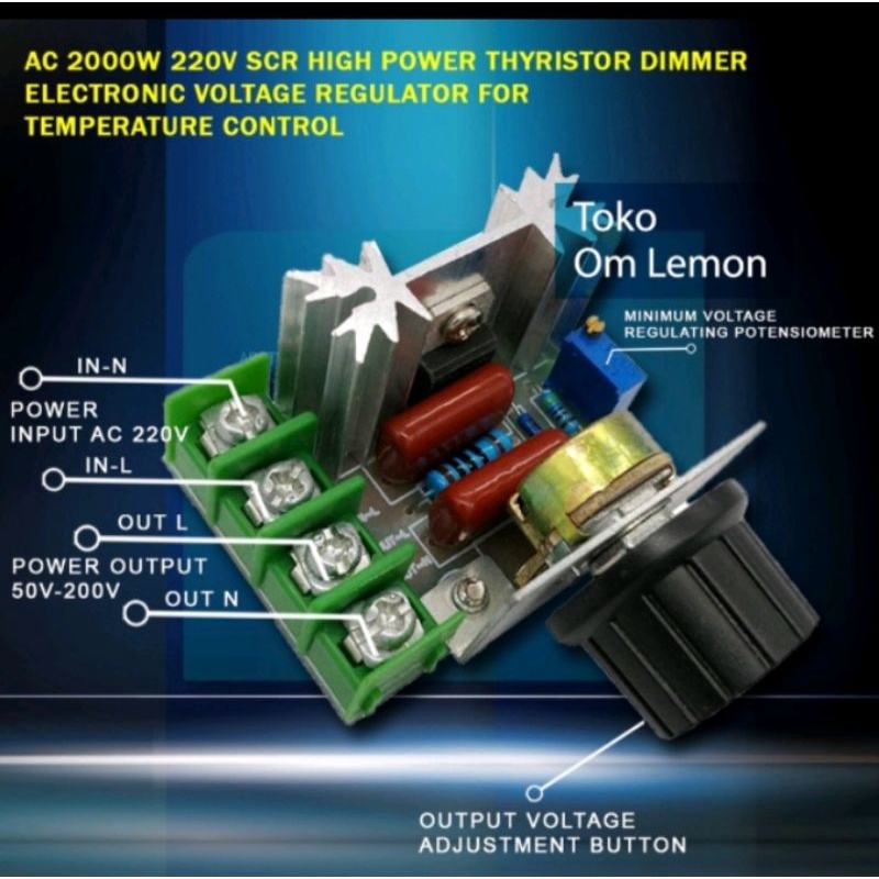 Jual dimmer SCR 2000W AC 220V voltage regulator speed controller | Shopee Indonesia