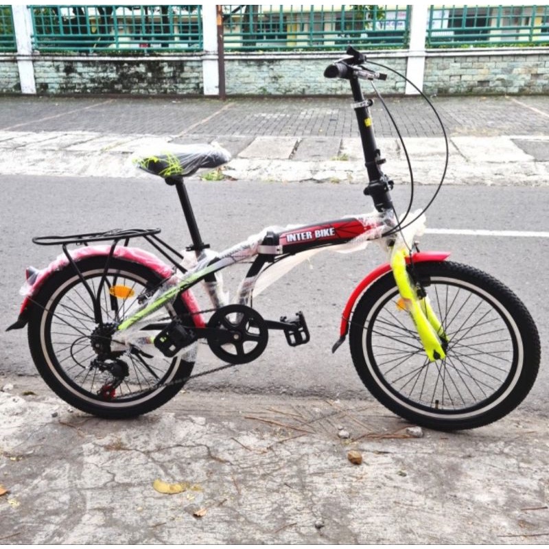 Jual SEPEDA LIPAT INTERBIKE OPERAN SHIMANO 20 INCH HITAM MERAH | Shopee ...