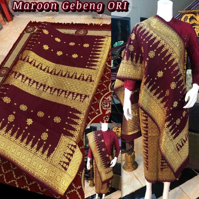 Jual Songket Cantik Manis Gebeng ORI Merah Maroon /Songket Tenun ...