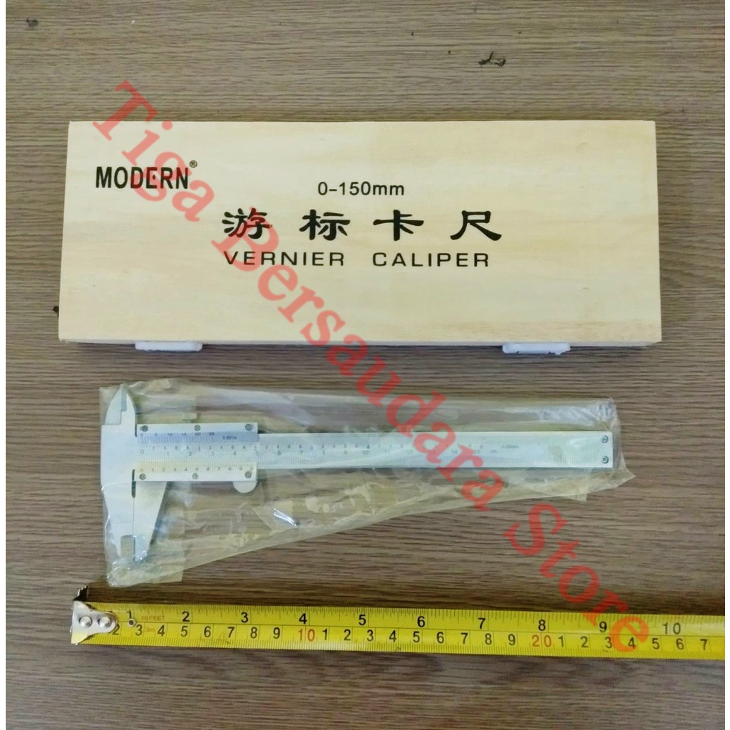 Jual Sigmat / Jangka Sorong / Skekmat MODERN kayu Vernier Caliper 0-150 mm / 6" inch 15 cm ...