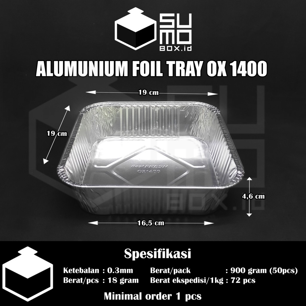 Jual Alumunium foil tray OX 1400 tanpa tutup / macaroni makaroni schotel / pastel tutup ...